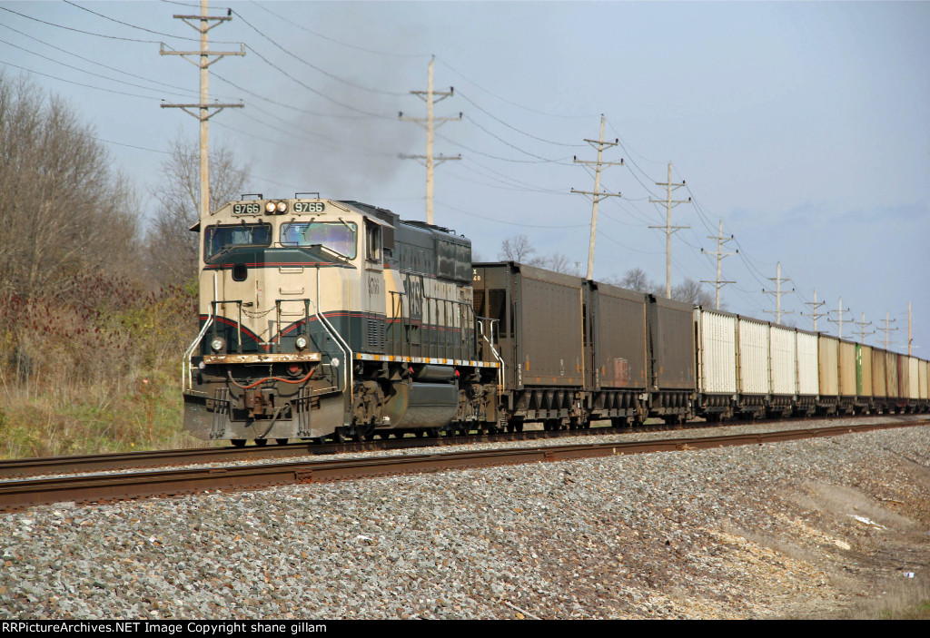 BNSF 9766 Works dpu on a empty coal train.